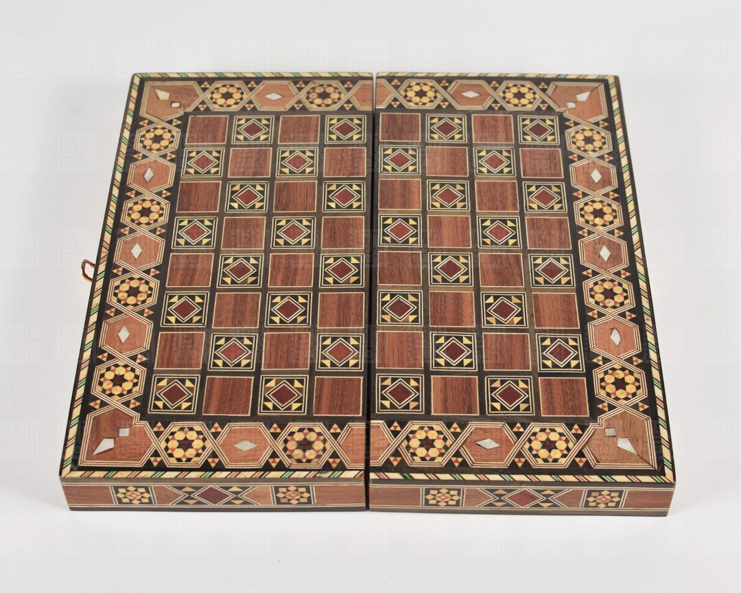 Qurtuba Luxury Chess and Backgammon Set 30 Cm | Handcrafted Damascene ...