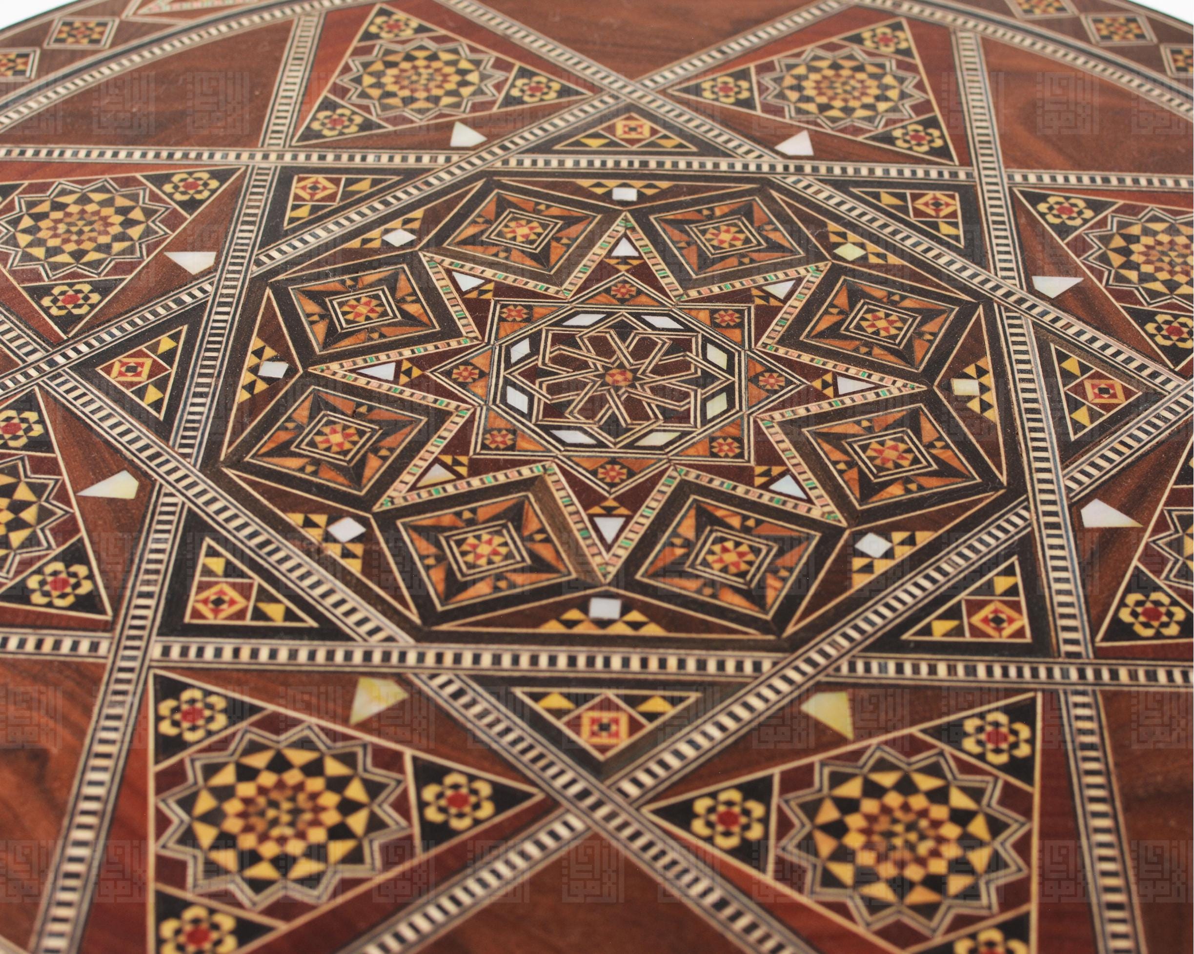Loulwa Luxurious Round Table With Mother-of-pearl Inlay | Handcrafted ...