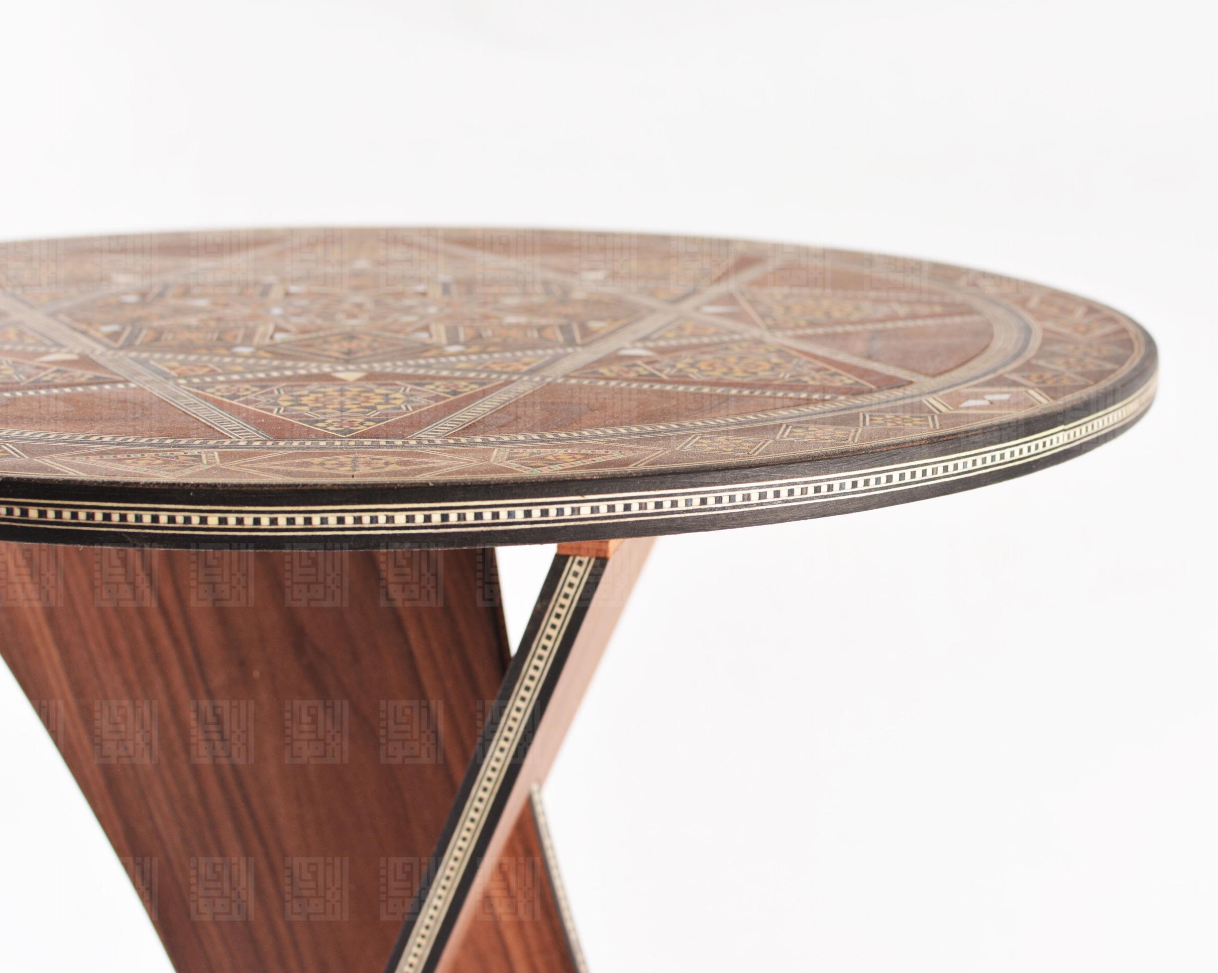 Loulwa Luxurious Round Table With Mother-of-pearl Inlay | Handcrafted ...