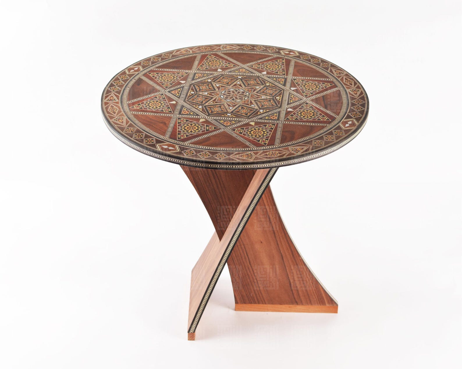 Loulwa Luxurious Round Table With Mother-of-pearl Inlay | Handcrafted ...