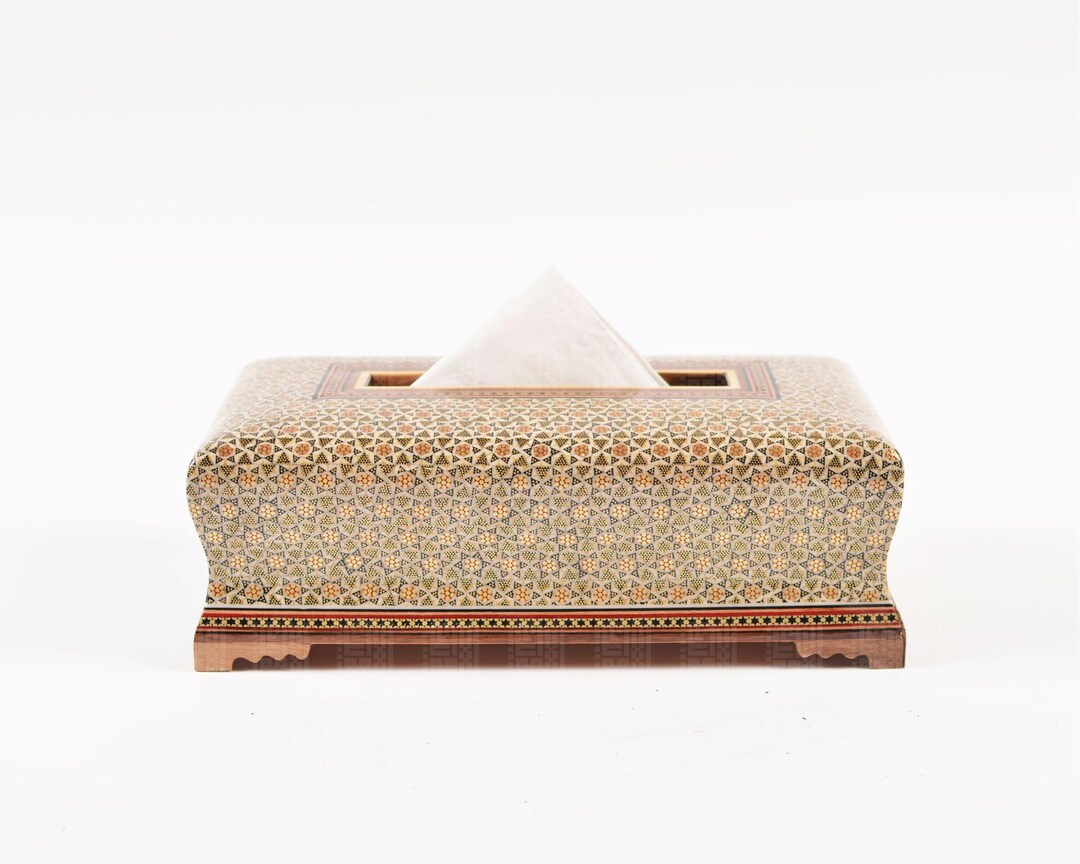 Hanin Tissue Box Mother-of-pearl Inlay Handmade Walnut Tissue Holder ...