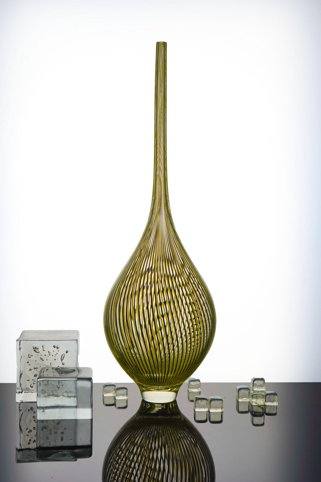 Handmade Glass Bottle Vase Tall - Green, Clear - by Edols and Elliott ...