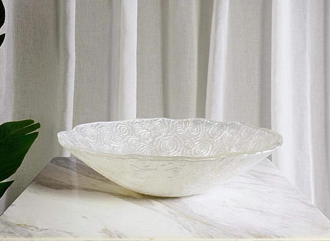 IVV | Italian Handmade Glass Bowl - 33cm - Pearly White - Etsy