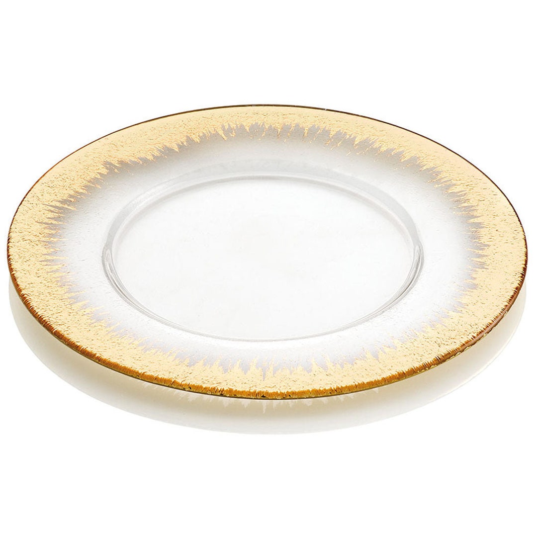 IVV Italian Handmade Glass Orizzonte Charger Plate Clear, Gold Vintage ...