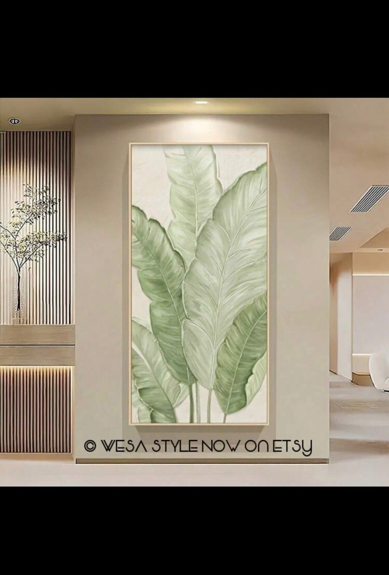Home Decor Wall Art, Green Plant Leaf Pattern, Nature Art, Suitable for ...