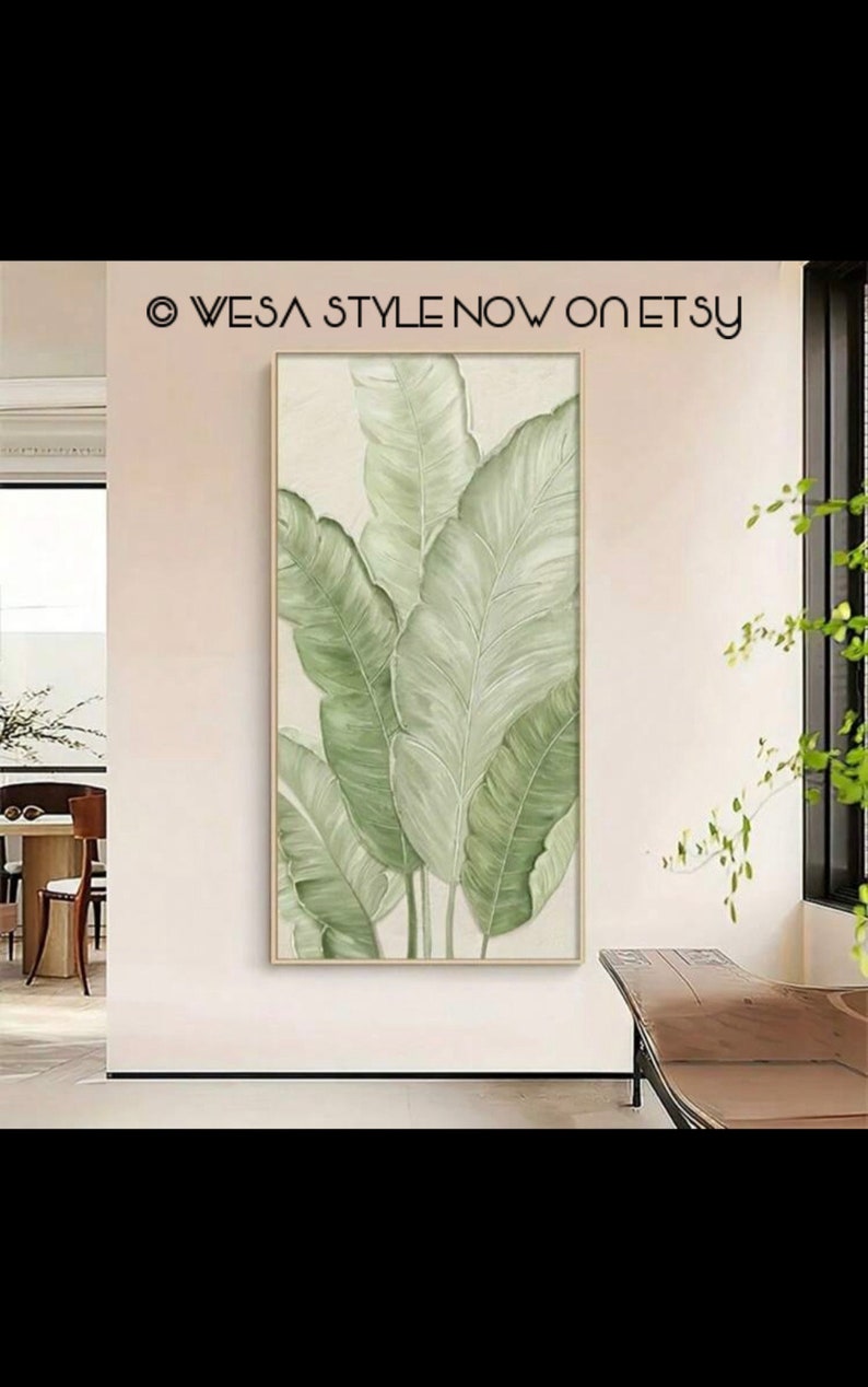Home Decor Wall Art, Green Plant Leaf Pattern, Nature Art, Suitable for ...