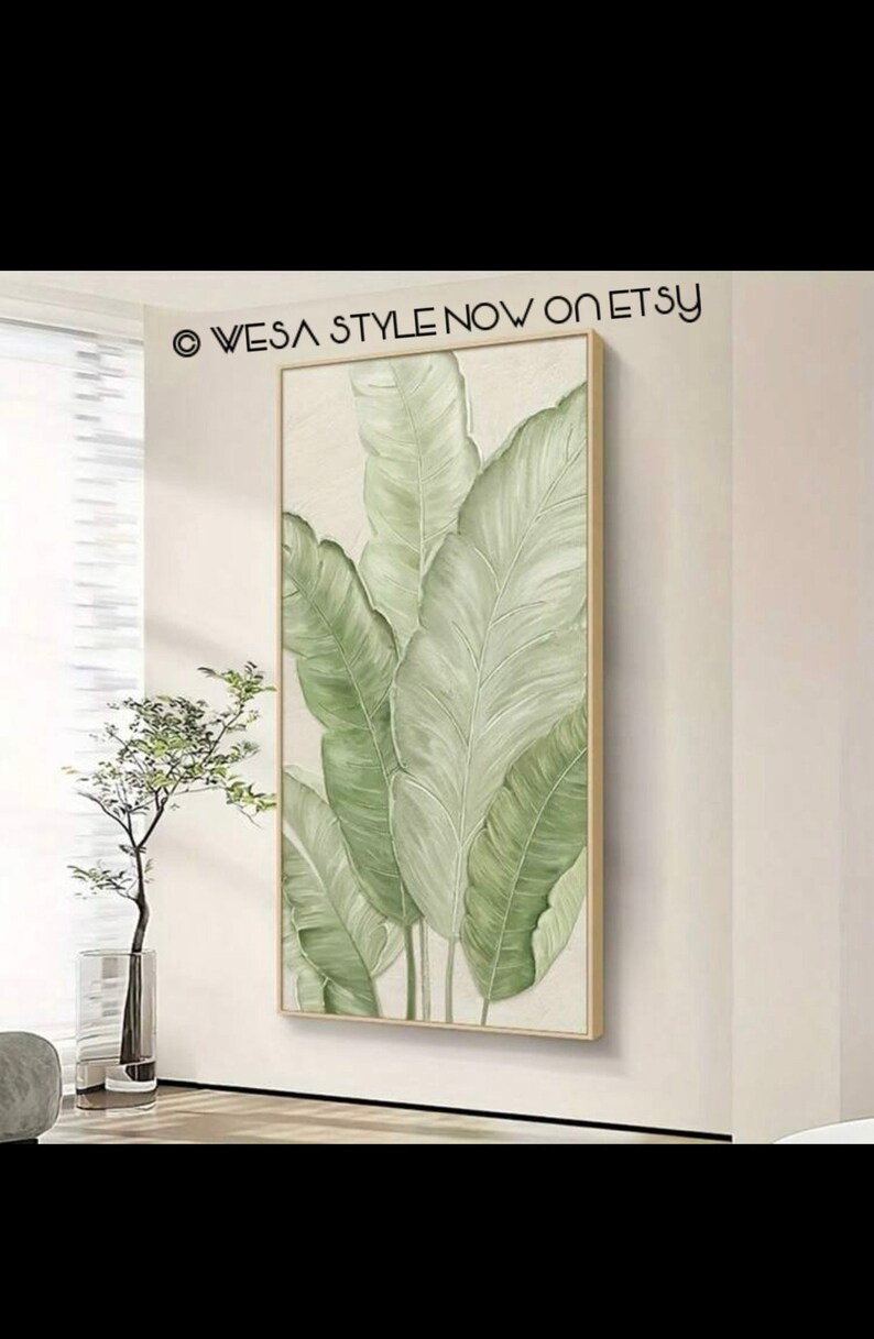 Home Decor Wall Art, Green Plant Leaf Pattern, Nature Art, Suitable for ...