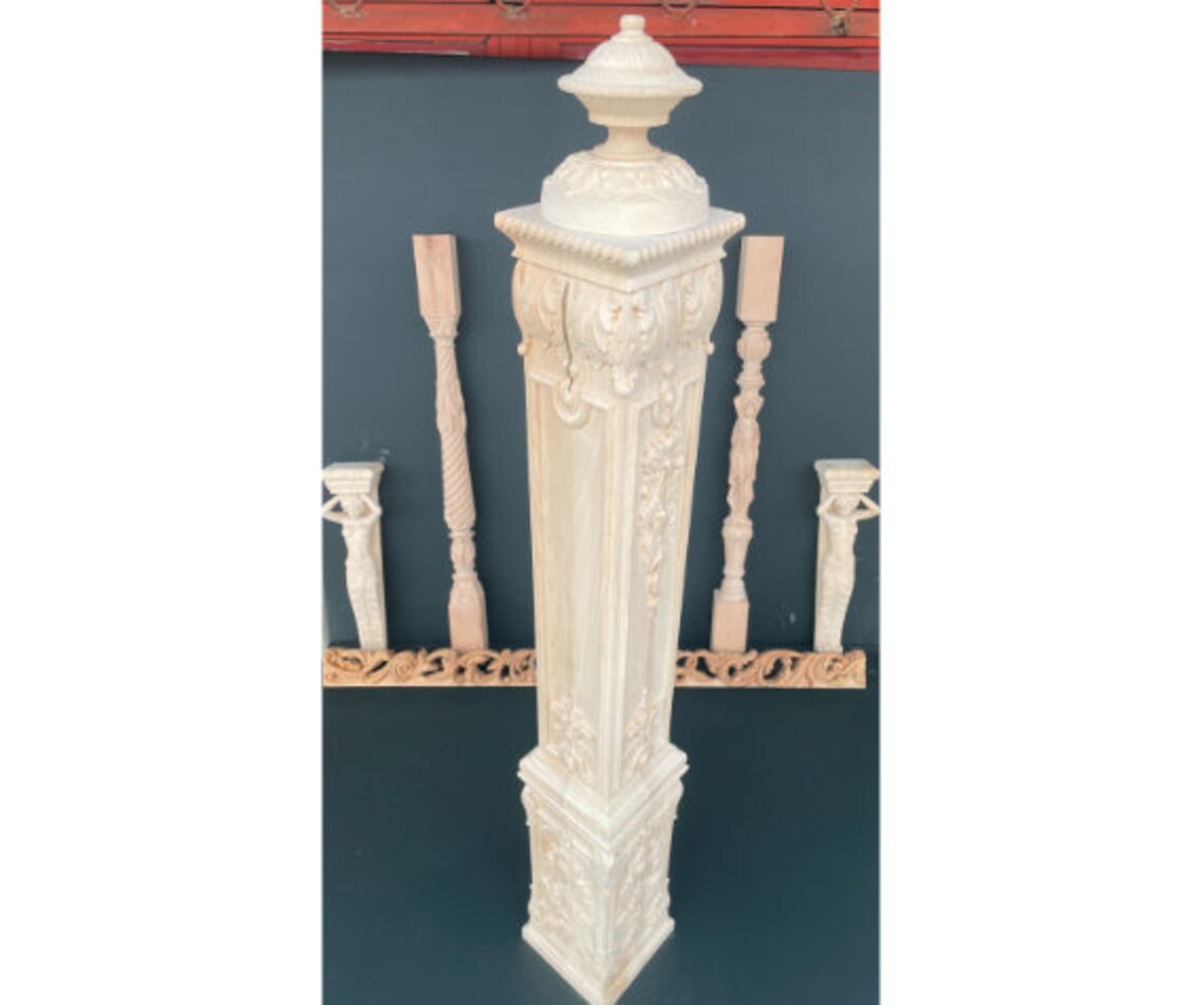 Newel Post for Farmhouse Stair, Wooden Stair Parts, Walnut Newel Post ...