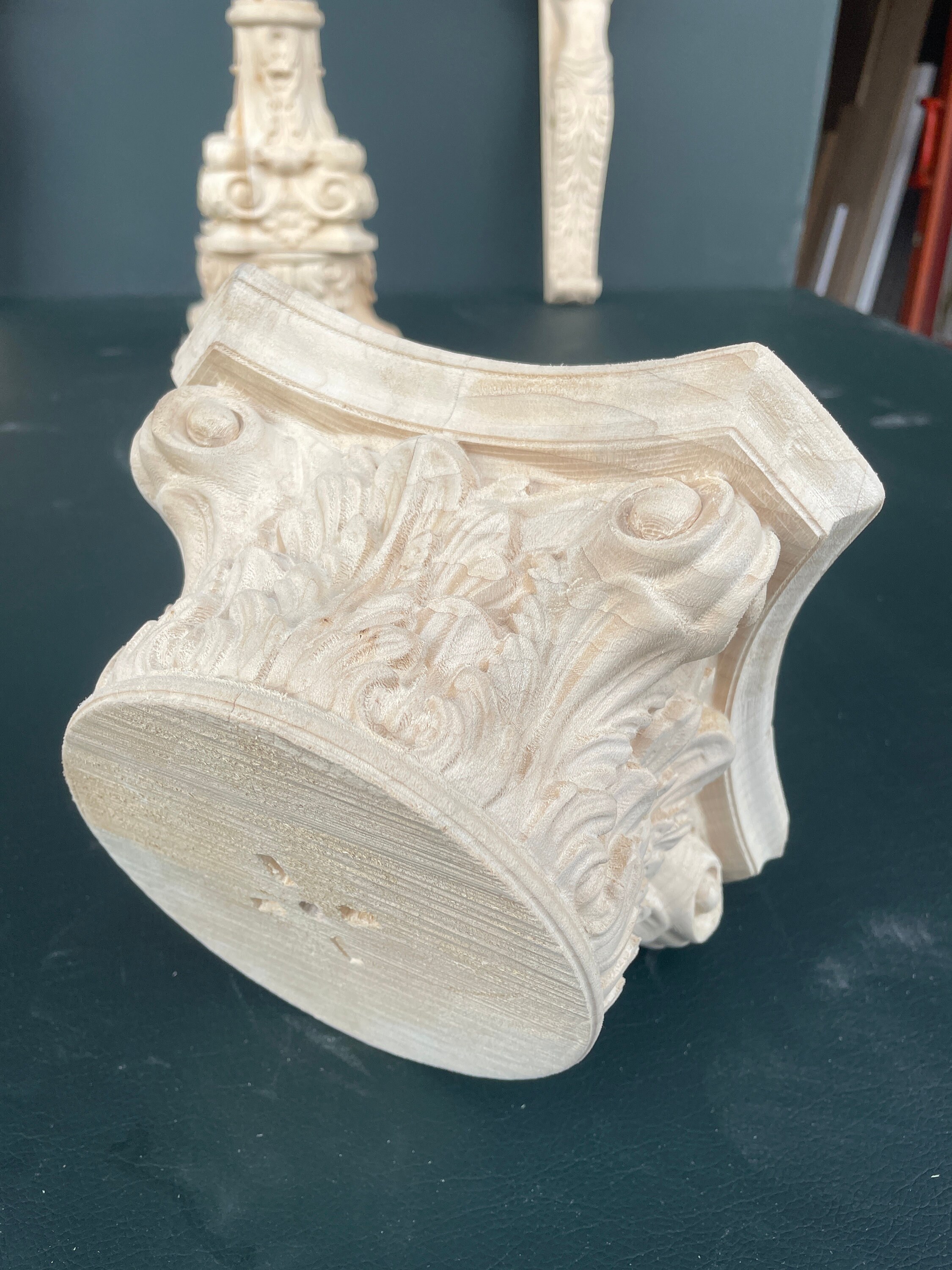 Handcrafted Wooden Round Capitals, High-quality Ornate Wood Applique ...