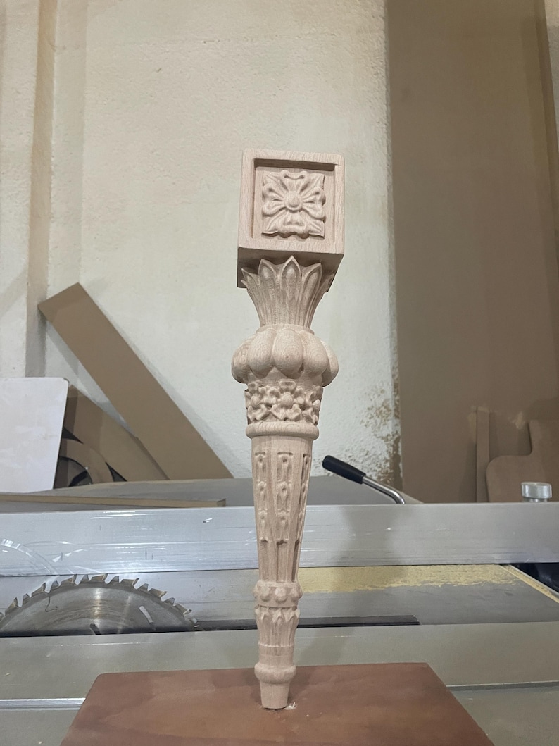 Handcrafted Beech Wooden Leg - Fully Carved Elegance, Durable and ...