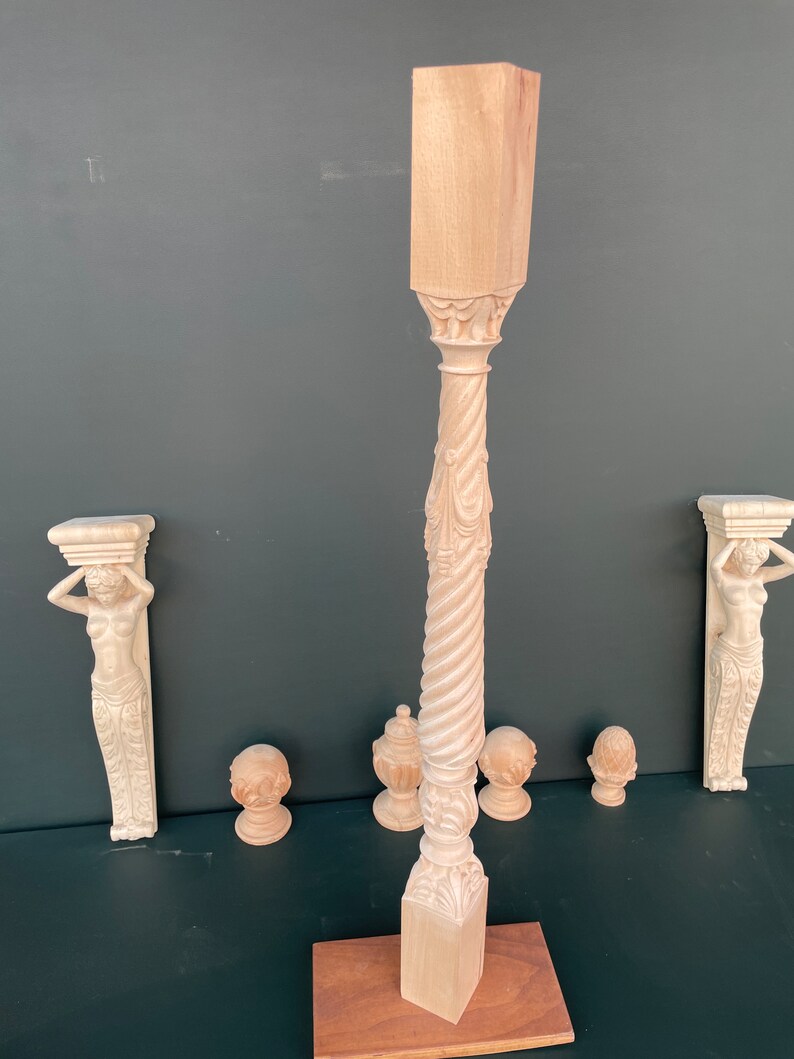 Wooden Stair Spindle,handcrafted Wooden Carved Baluster Forelegant ...