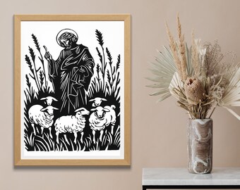 Parable of the Lost Sheep Christian Wall Art, Good Shepherd Poster ...