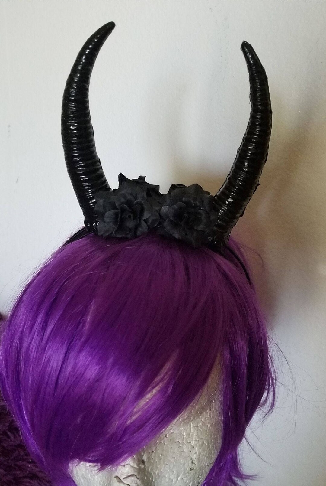 Horns, Horn Headband, Flower Crown, Rose Crown, Halloween, Halloween ...