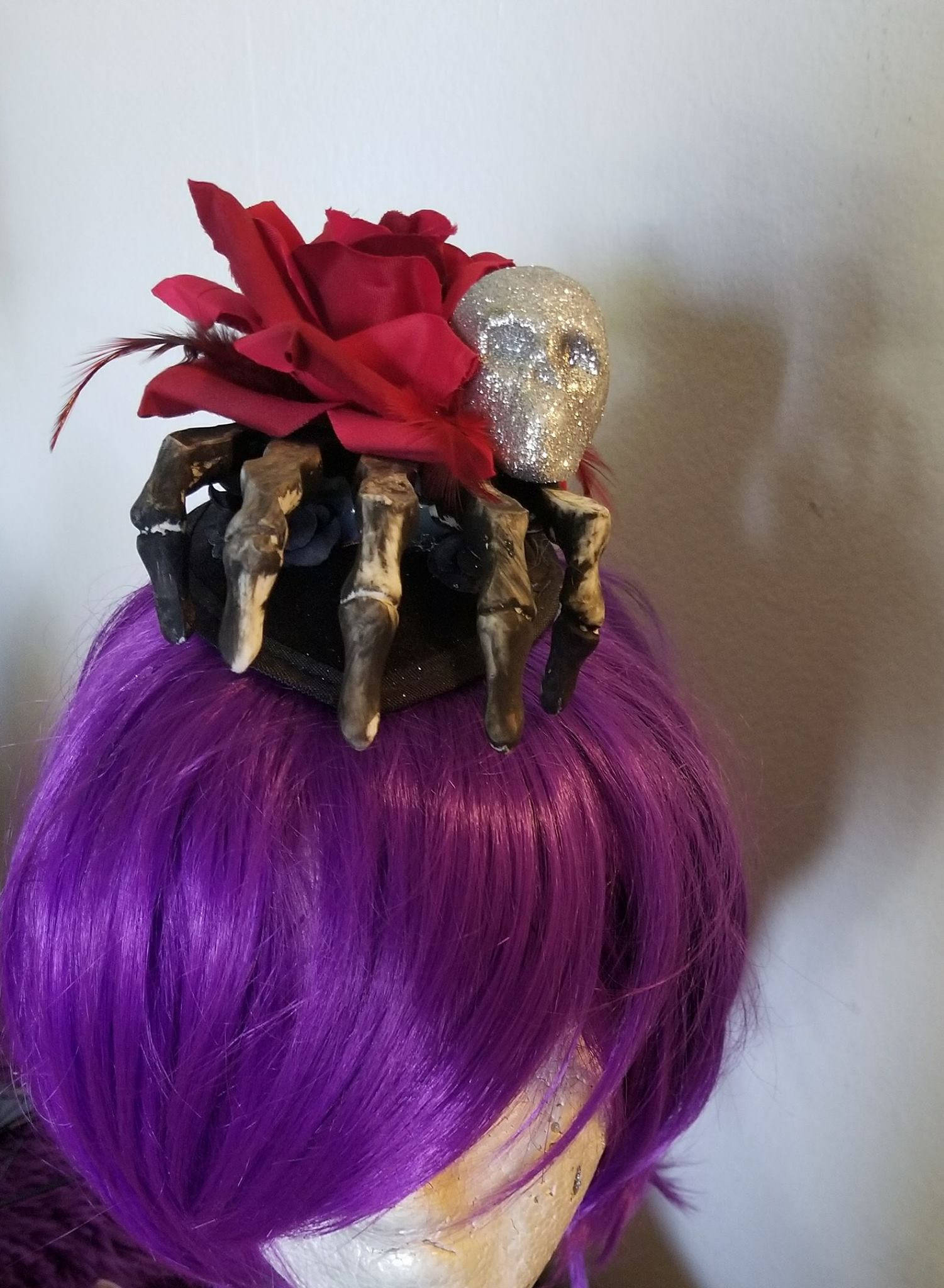 Skull Skull hand Skull hat Skull Fascinator Halloween | Etsy