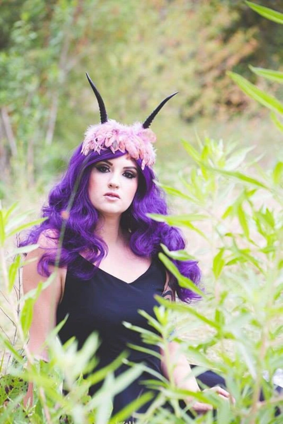 Horns, Feather Headband, Horn Headdress, Tiki Oasis, Burning Man, Black ...