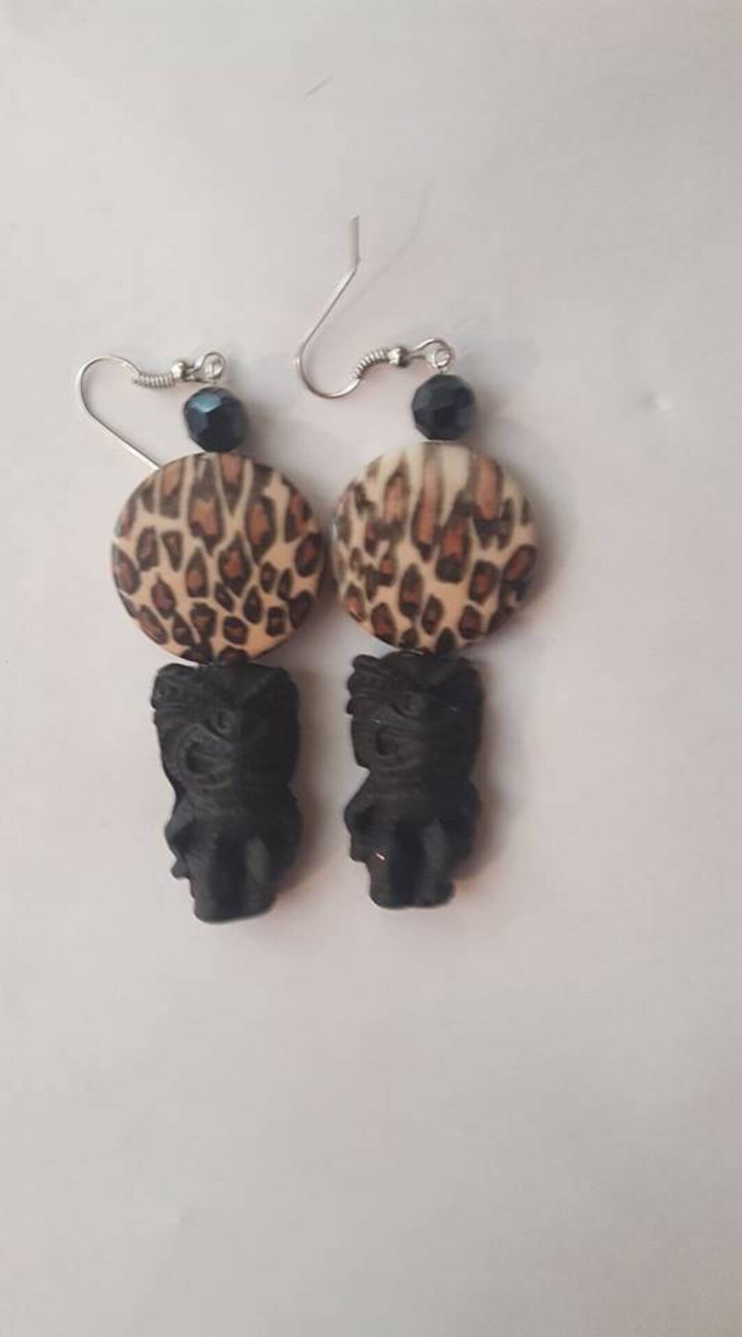 Tiki, Tiki Earrings, Tiki Jewelry, Black Tiki, Leopard Print, Leopard ...