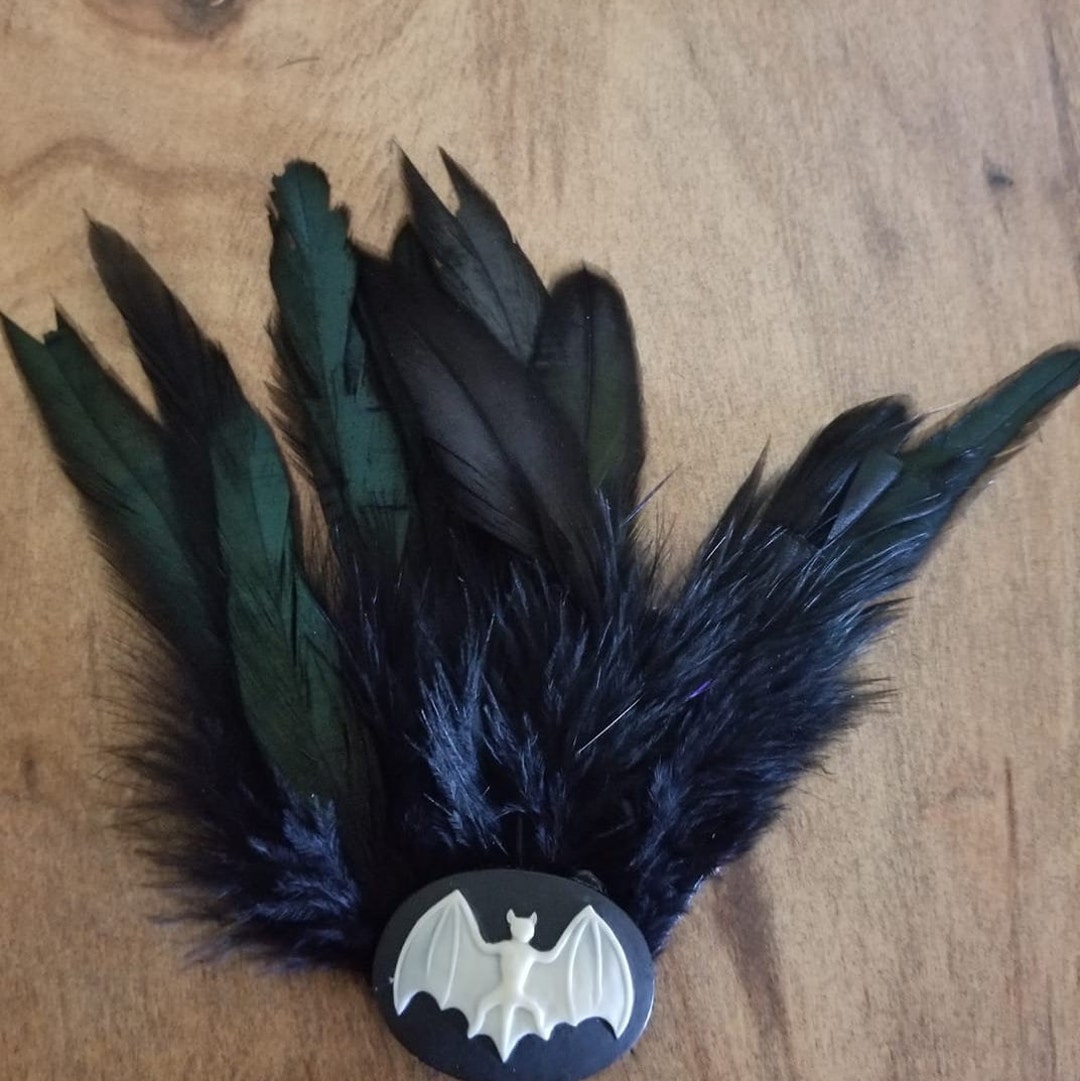 Bat Bat Fascinator Bat Feather Clip Goth Gothic Black - Etsy