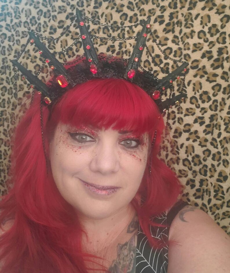 Goth Queen Spider Web Crown Queen Crown Horn Crown Horns - Etsy