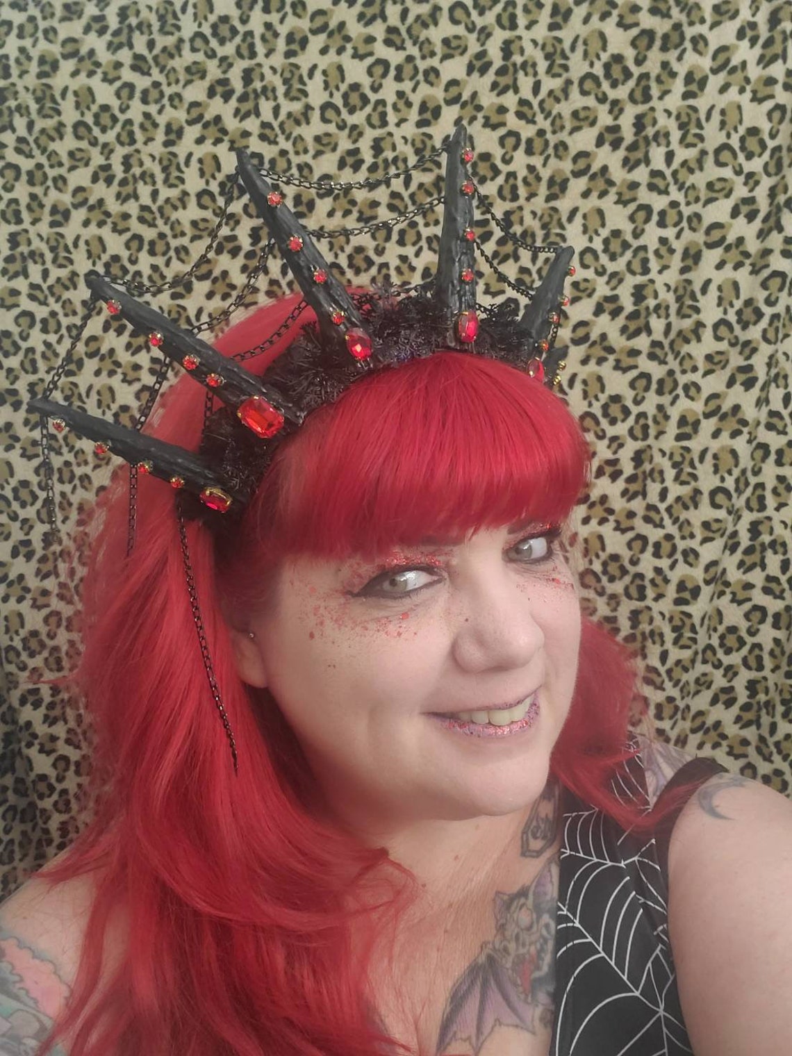 Goth Queen Spider Web Crown Queen Crown Horn Crown Horns - Etsy