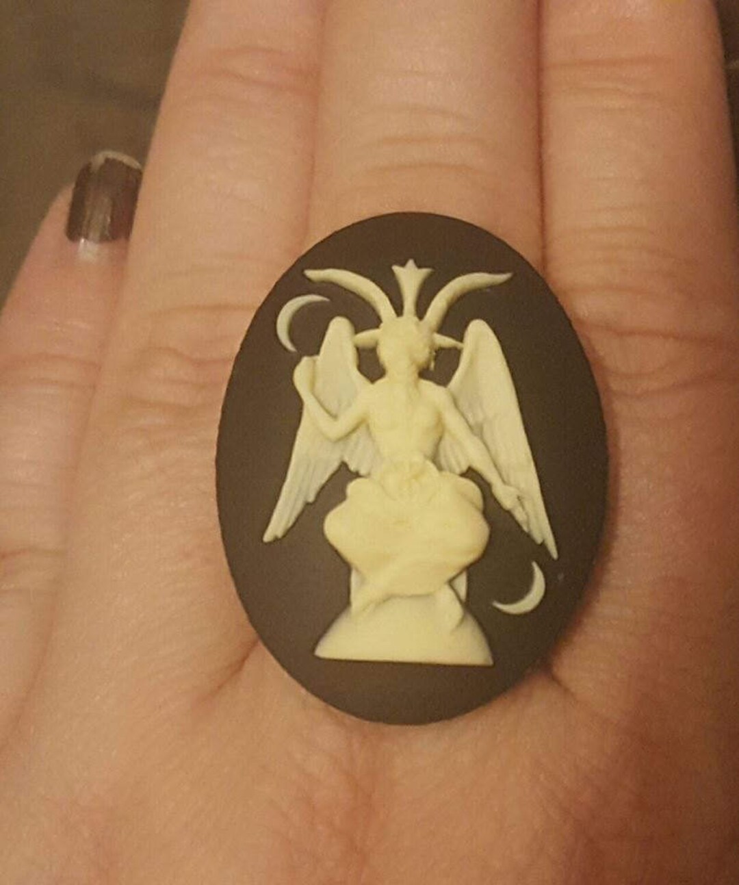 Baphomet, anillo de Baphomet, horror, cameo, gótico, Halloween, pagano ...