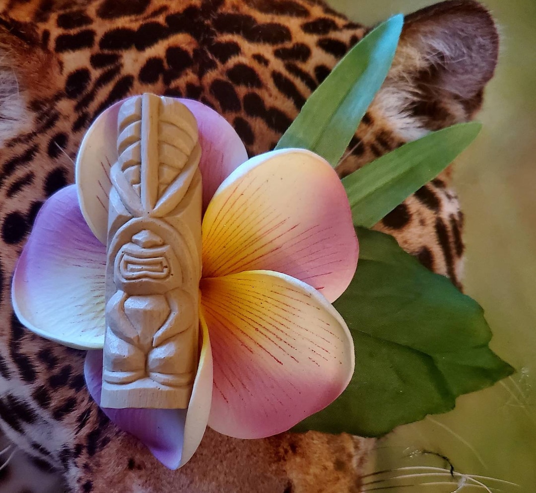 Tiki, Tiki Hair Flower, Tiki Clip, Tiki Barrette, Tiki Oasis - Etsy