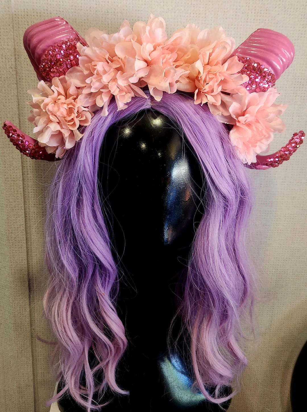 Pink Horns, Rhinestone Horns, Horns, Demon Horns, Devil Horns, Pink ...