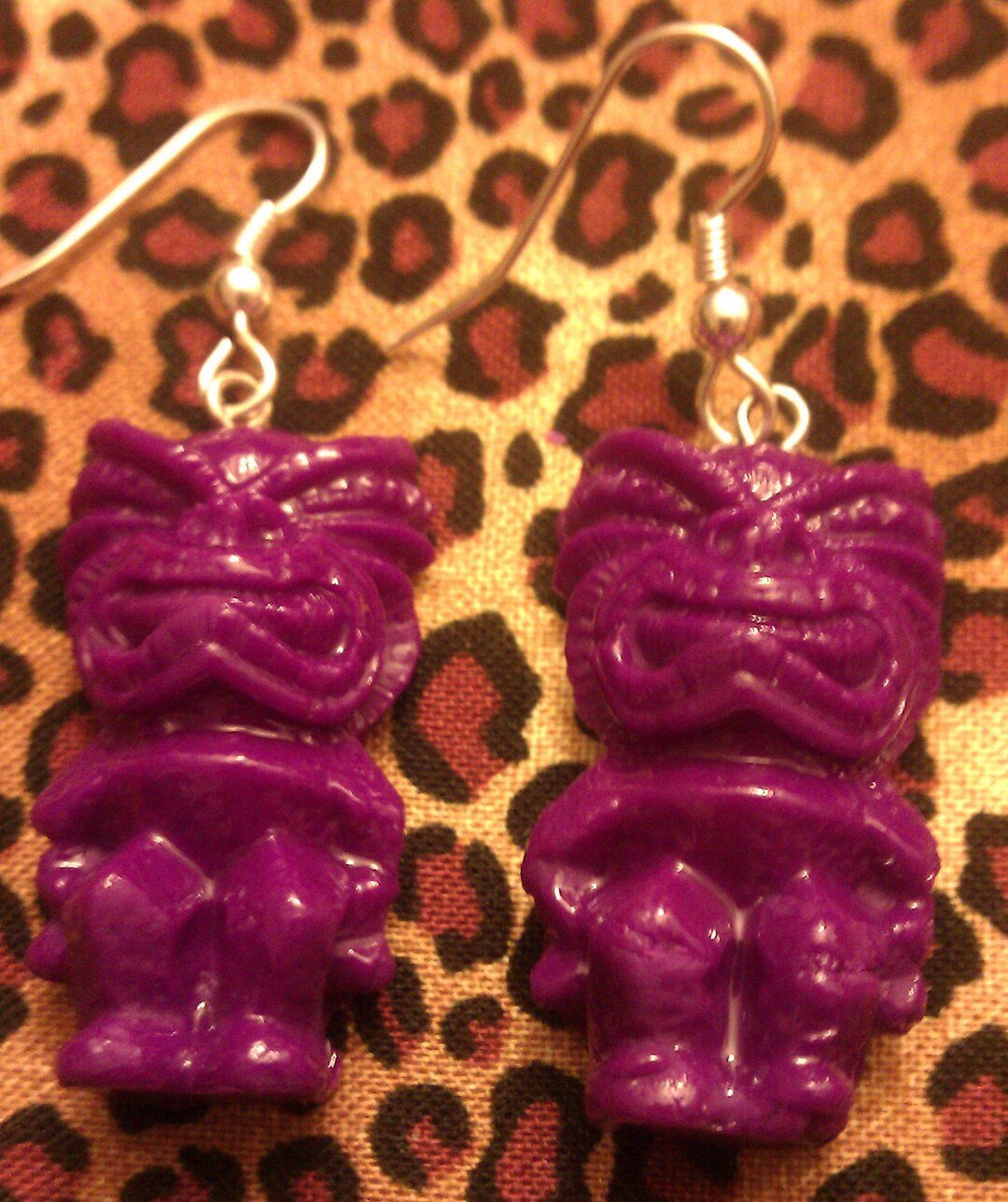 Púrpura, tiki, pendientes tiki, tiki púrpura, tropical, hawai, boda ...