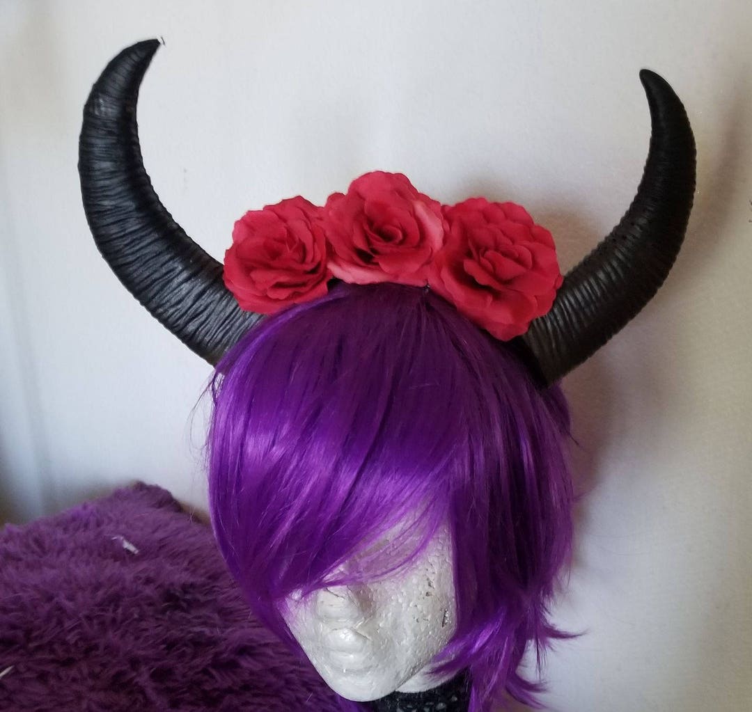 Horn Headdress Halloween Horns Rose Crown Flower Crown - Etsy