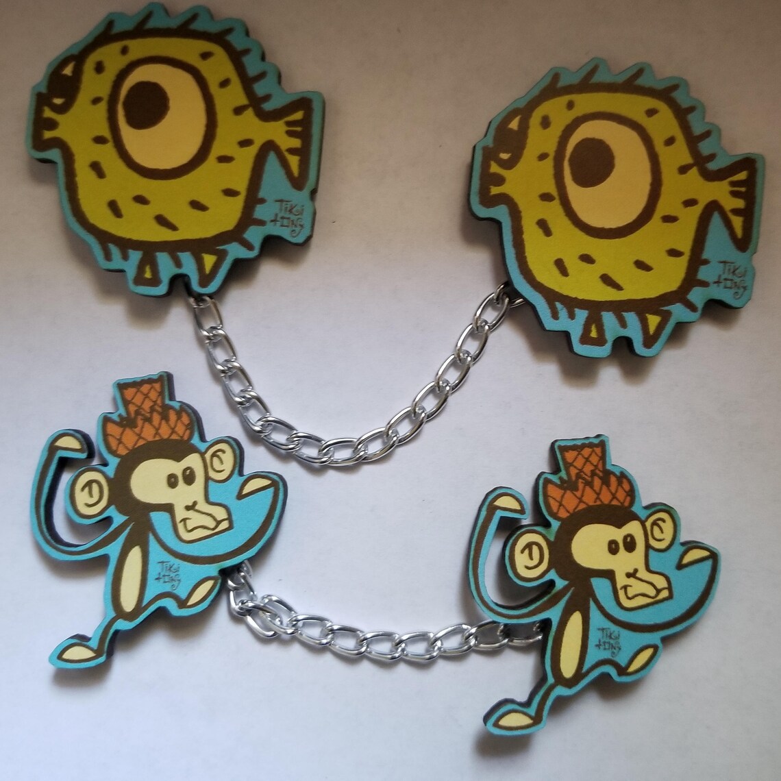 Tiki Tony Puffer Fish Puffer Fish Jewelry Monkey Monkey - Etsy