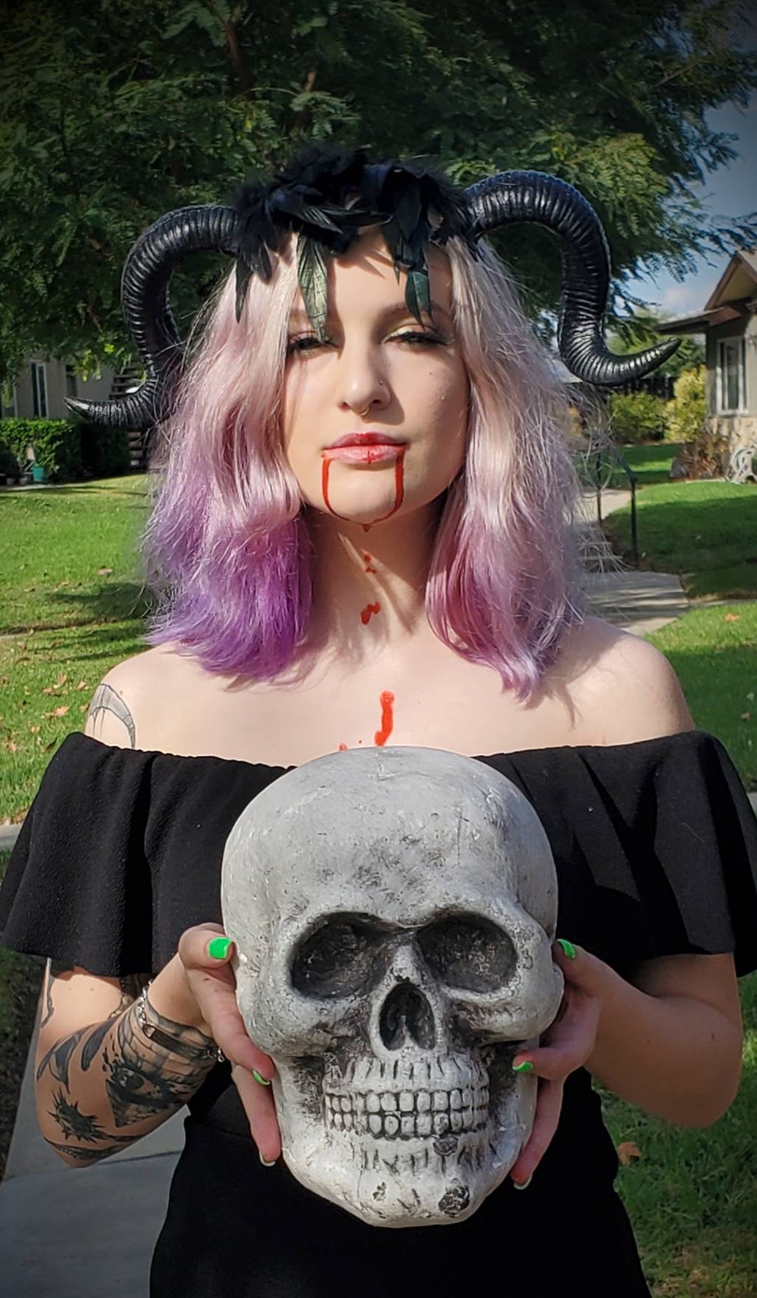 Feather Horns Black Feathers Horror Movie Horns 666 - Etsy