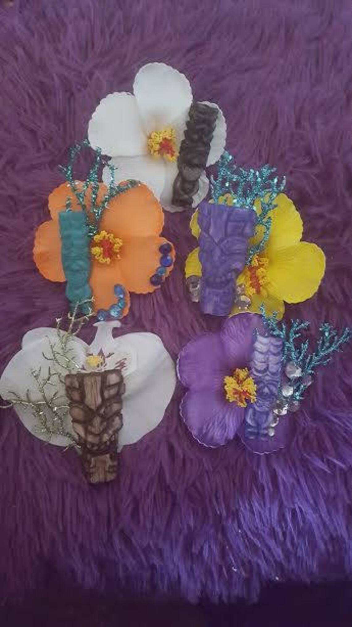 Tiki Flower Tiki Hair Flower Tiki Hair Clip Flower | Etsy