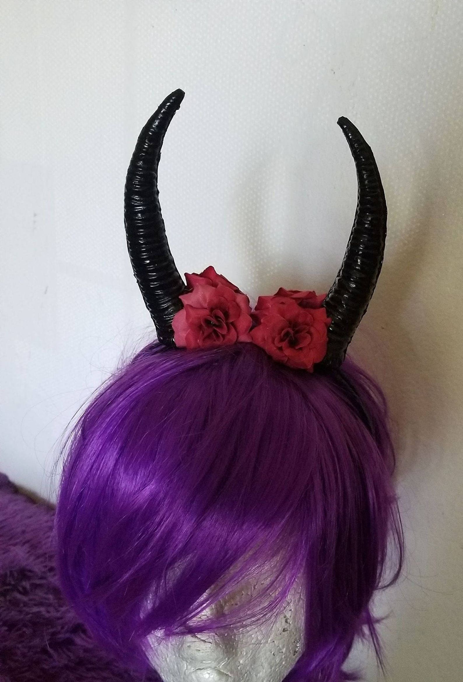 Horns Horn Headband Flower Crown Rose Crown Halloween - Etsy