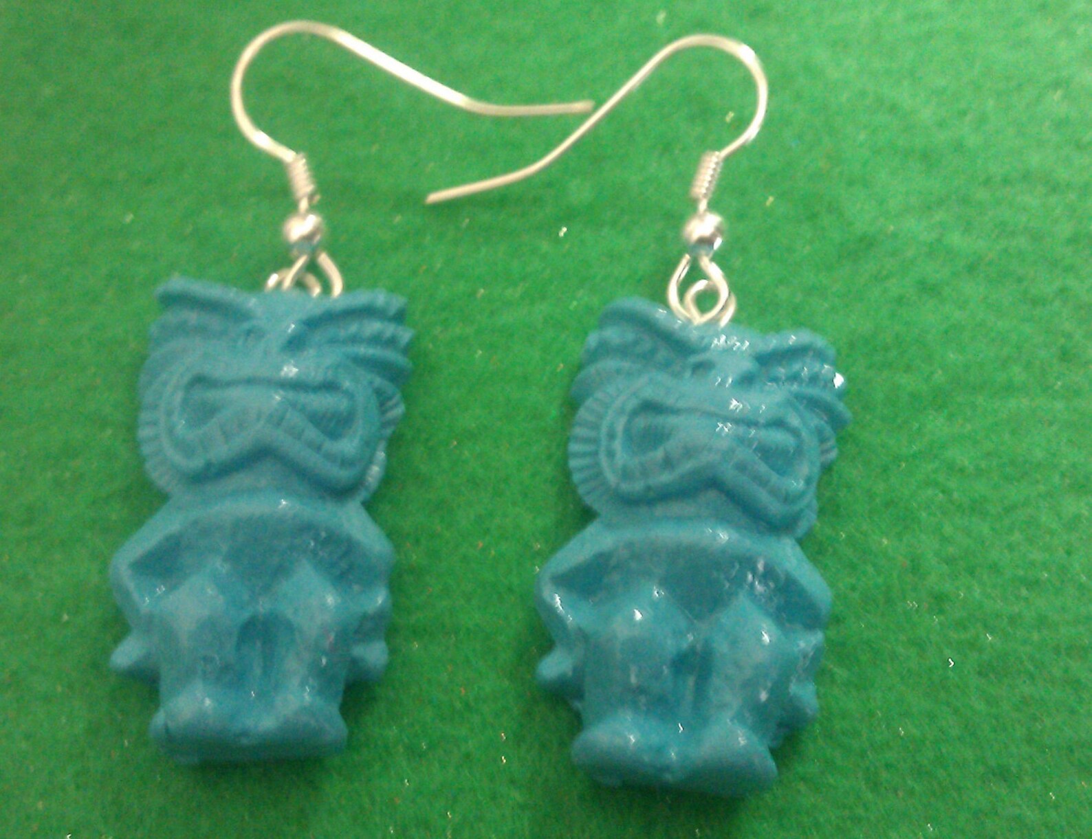 Blue Tiki Blue Tiki Tiki Earrings Beach Tropical Wedding - Etsy