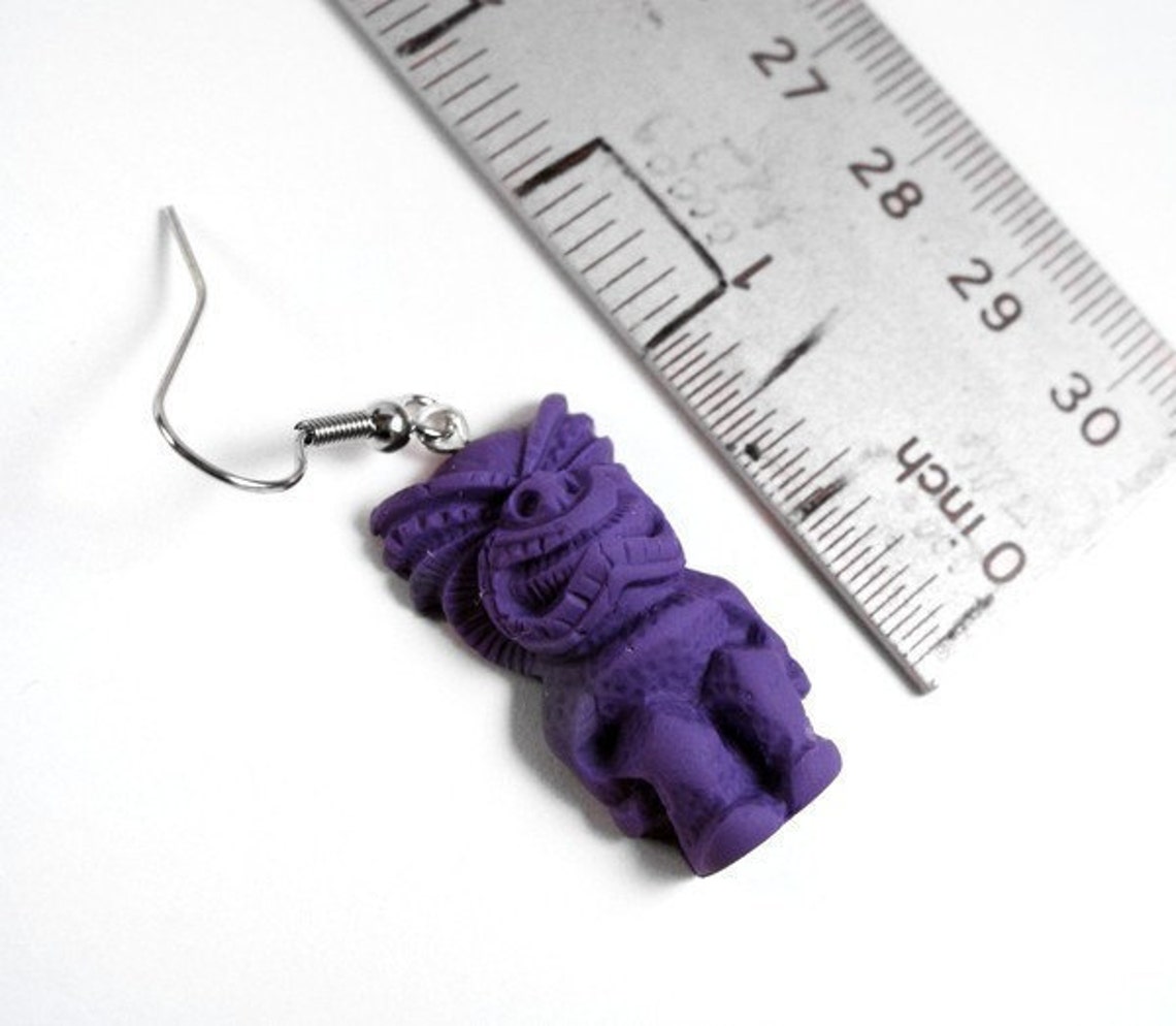 Purple Tiki Earringstiki Tiki Earrings Tiki Jewelry Tiki - Etsy