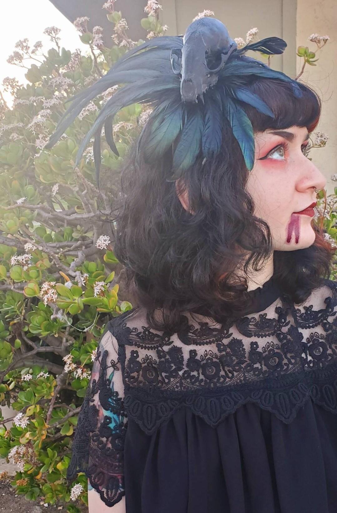 Skull, Skull Fascinator, Skull Headband, Feather Fascinator, Horror ...