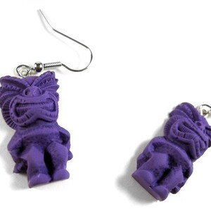 Purple Tiki Earrings,tiki, Tiki Earrings, Tiki Jewelry, Tiki God - Etsy