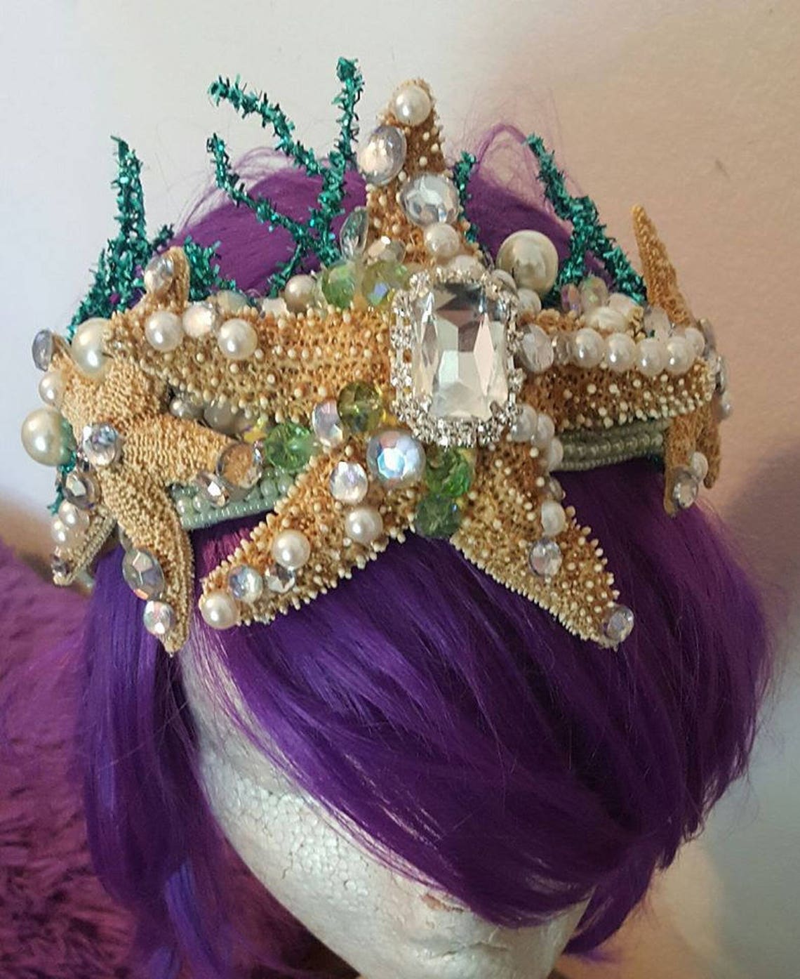 Mermaid Crown Mermaid Starfish Crown Rhinestone Tiki - Etsy