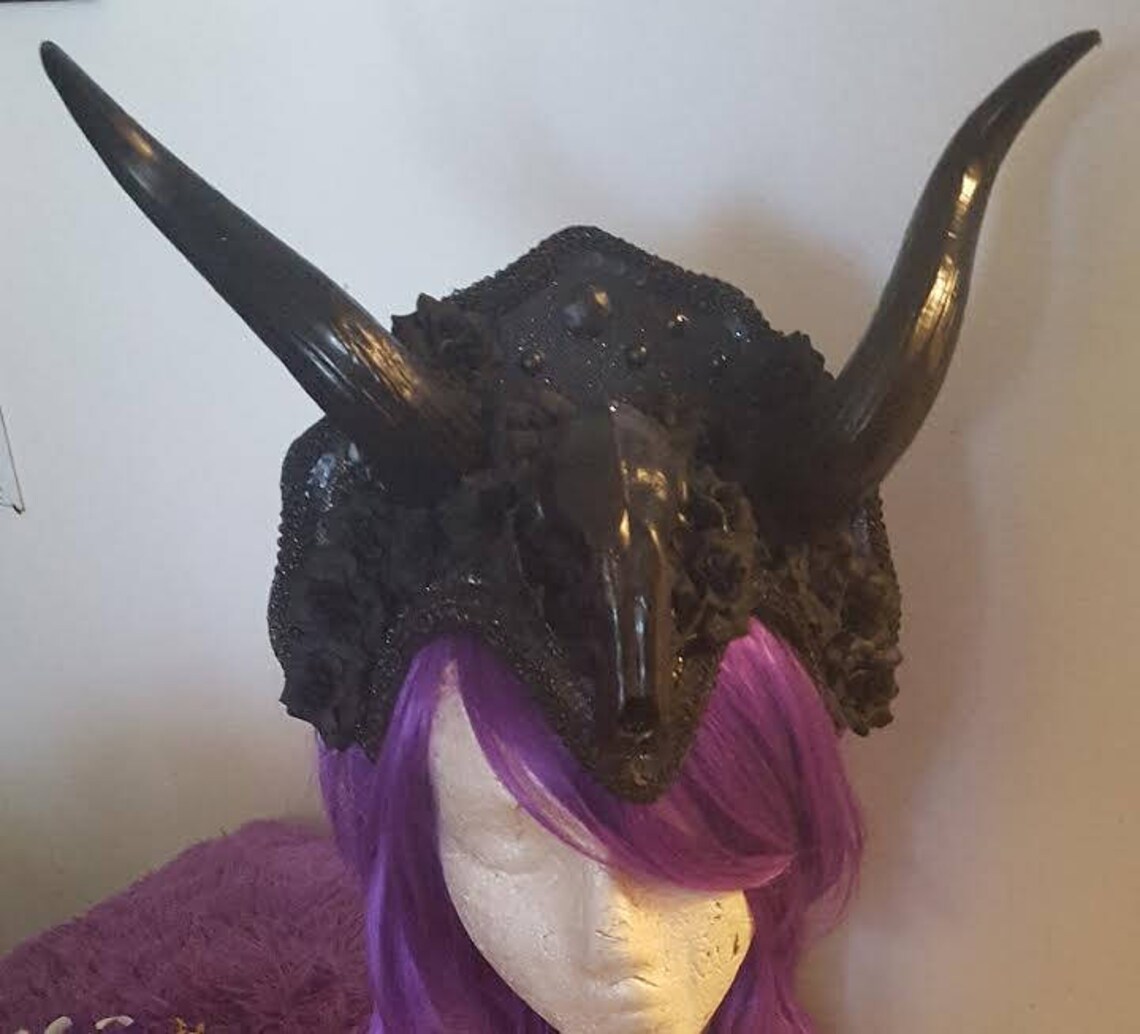 Horn Headdress Black Black Horns Death Metal Horns | Etsy
