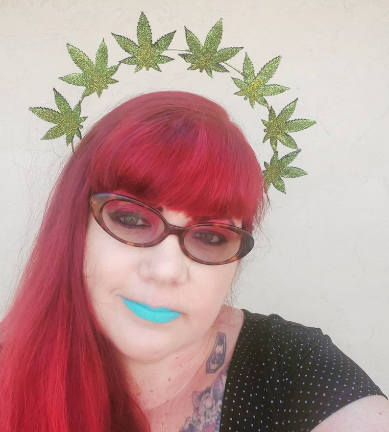 Cannabis Crown Goddess Halo Pot Leaf Headband Marijuana - Etsy