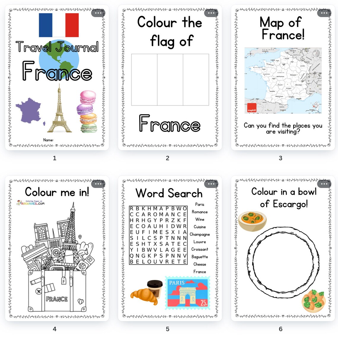 FRANCE Kids Travel Journal Bundle & Activity Book - Holiday Diary ...