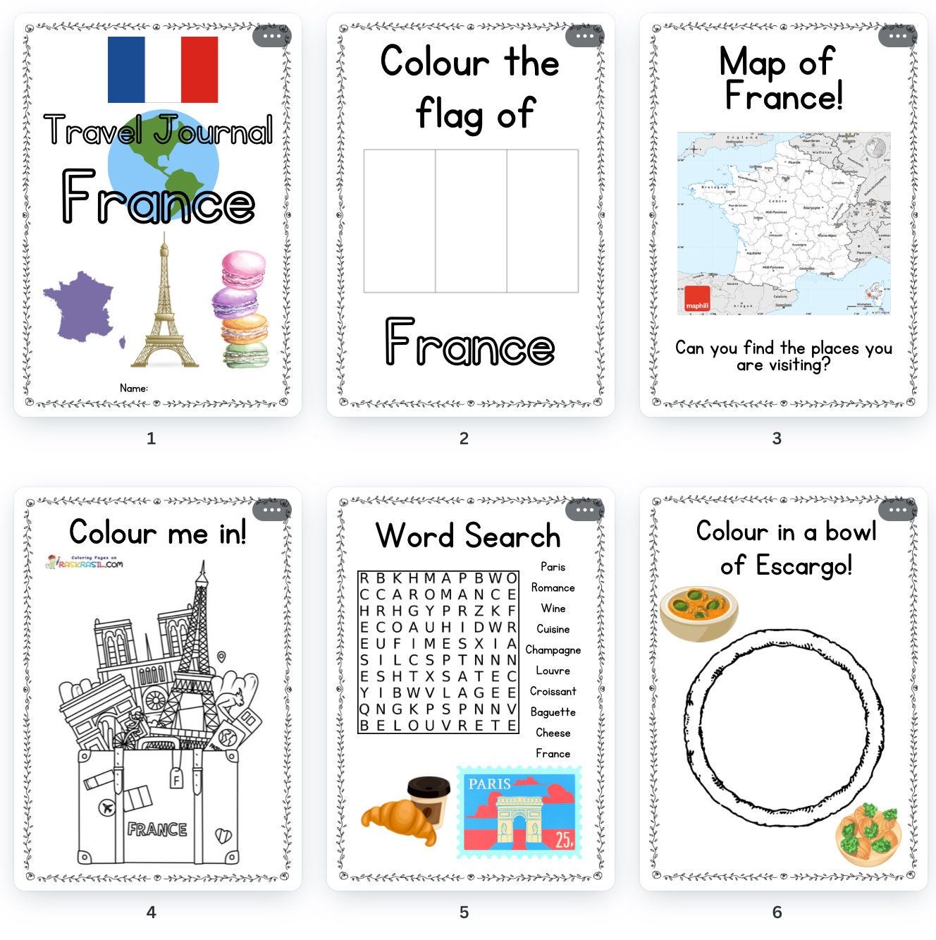 FRANCE Kids Travel Journal Bundle & Activity Book - Holiday Diary ...