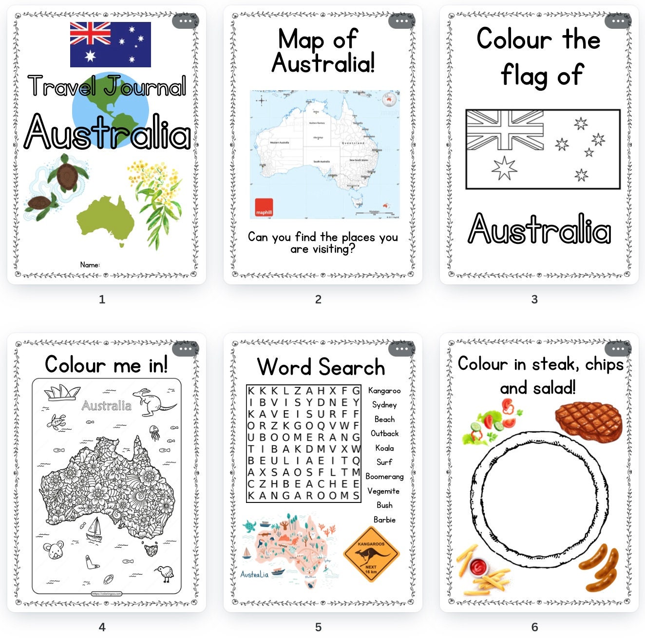 AUSTRALIA Kids Travel Journal Bundle & Activity Book - Caravan Diary ...