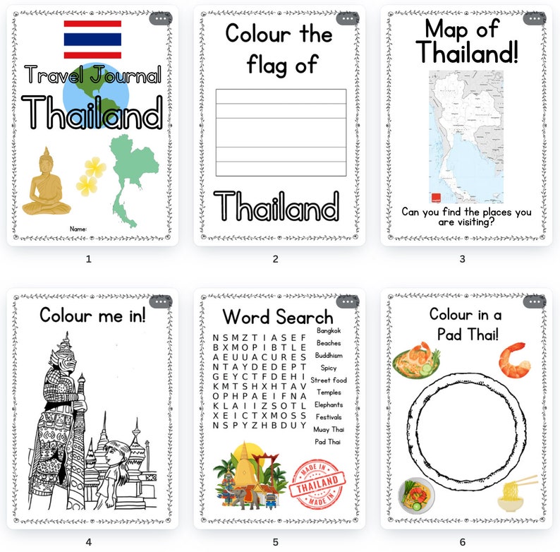 THAILAND Kids Travel Journal Bundle & Activity Book - Holiday Diary ...