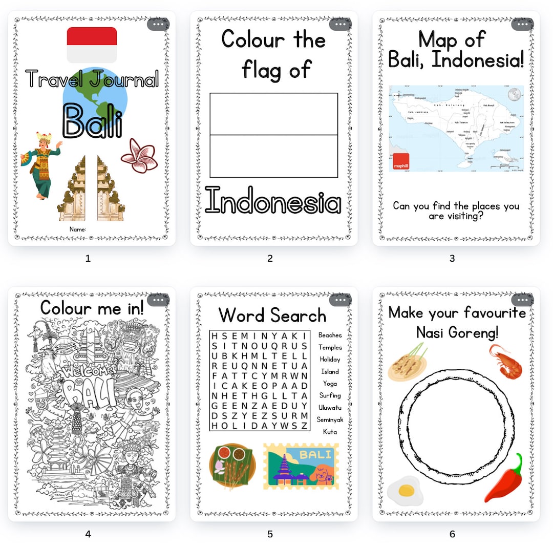 BALI Kids Travel Journal Bundle & Activity Book - Holiday Diary ...