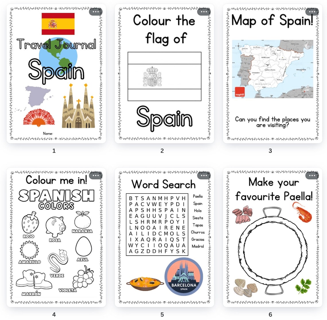 SPAIN Kids Travel Journal Bundle & Activity Book - Holiday Diary ...