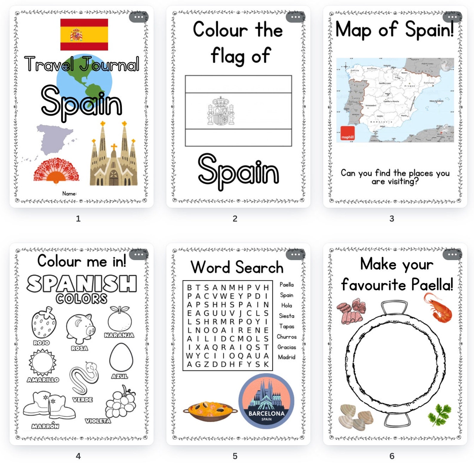 SPAIN Kids Travel Journal Bundle & Activity Book - Holiday Diary ...