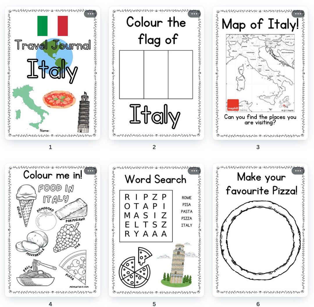 ITALY Kids Travel Journal Bundle & Activity Book Holiday Diary Instant ...