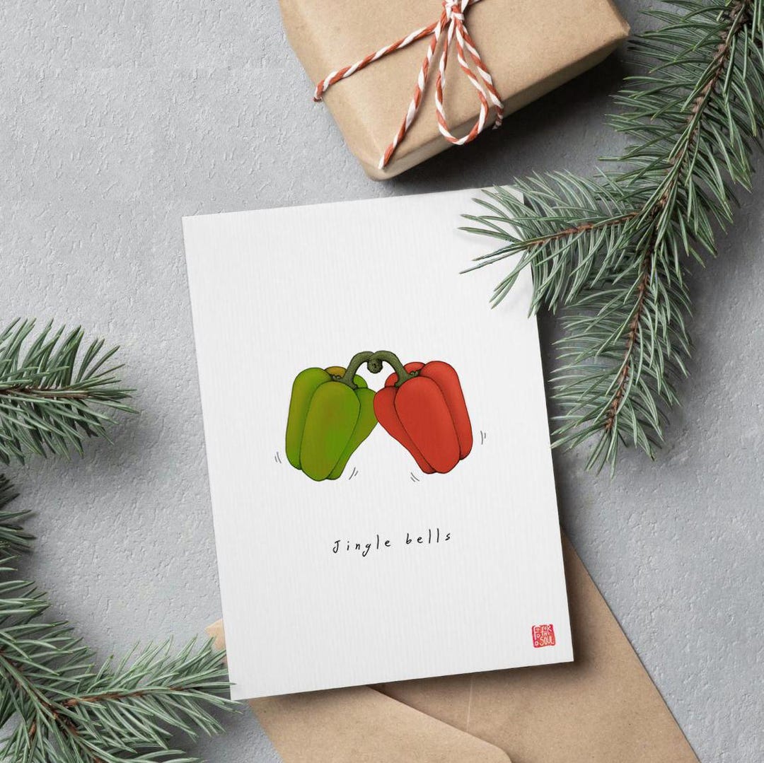 Jingle Bells - Bell Pepper Festive Foody Greeting Card | Food Pun ...