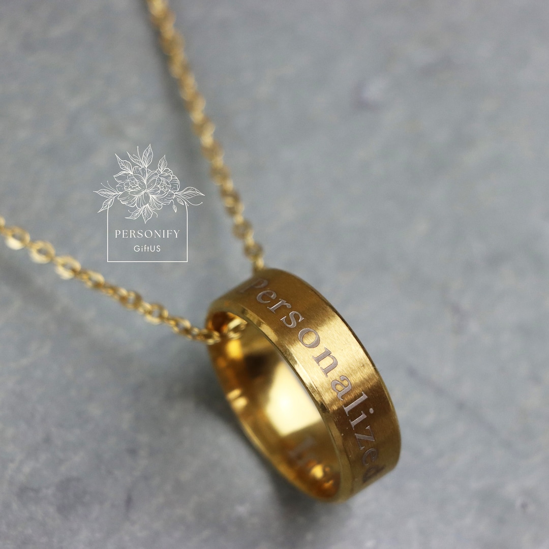 Ring Necklace, Gold Ring Necklace, Love Ring Necklace, Handmade Ring ...