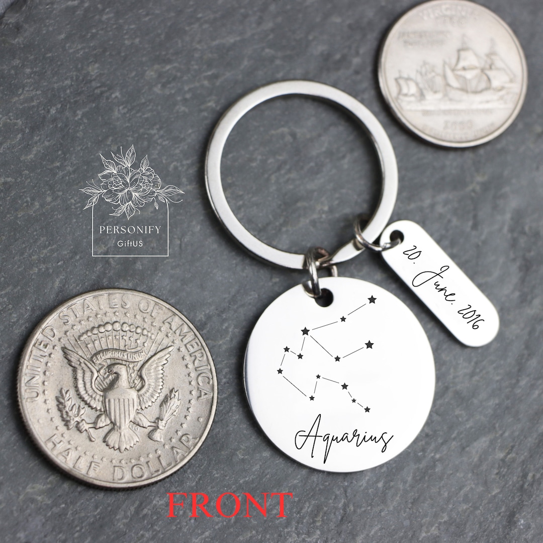 Zodiac Sign Keychain, Personalized Keychain, Charm Keychain, Stylish ...